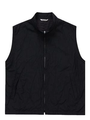 Auralee Wool Zipper Vest - Black