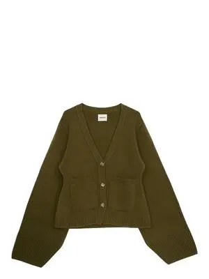 Khaite Long Sleeve V-neck Cardigan With Button Fastening - Brown