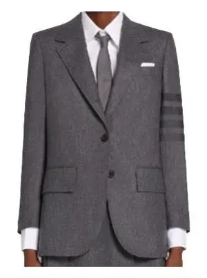 Thom Browne Long-sleeved Suit Coat With Notched Lapel - Medium Gray
