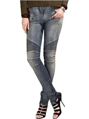 Balmain Moto Jeans - Gray