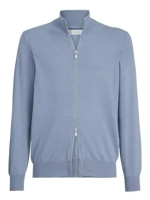Brunello Cucinelli Zip Long-sleeved Cardigan - Slate