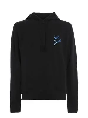 Saint Laurent Cotton Logo Hooded Sweater - Black