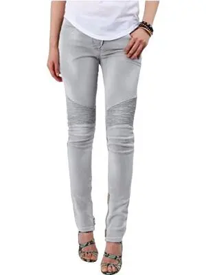 Balmain Moto Jeans With Zipper Cuffs - Gray