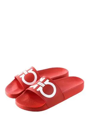 FERRAGAMO Logo Rubber Slides - Red