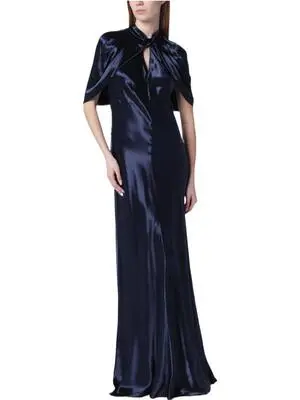 Alberta Ferretti Cape Detail Maxi Dress - Black