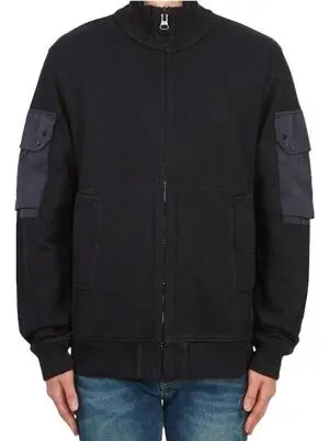 TEN C Long Sleeve Zip Up Casual Jacket - Black