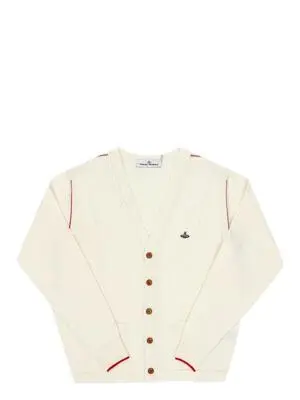 VIVIENNE WESTWOOD Long-sleeved Cardigan With V-neck And Pocket Detail - White
