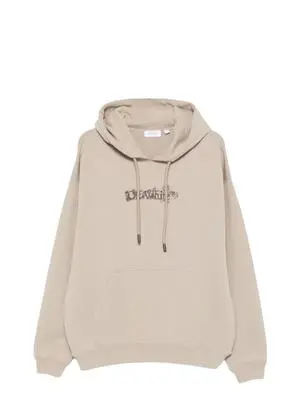 Off-White Long Sleeve Hooded Sweatshirt With Graphic Detail - Nude