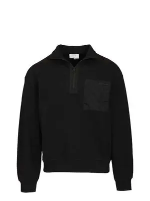 Maison Kitsuné Half Zip Nylon Pocket Sweatshirt - Black