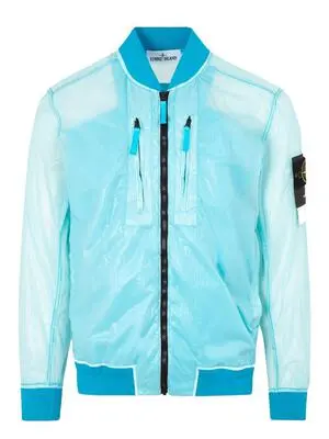 Stone Island Logo Patch Bomber Jacket - Turquoise