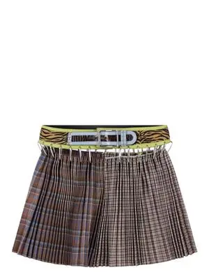 CHOPOVA LOWENA Waist-cinching Plaid Mini Skirt - Black