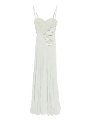 Elisabetta Franchi Floral Applique Maxi Dress - Menta