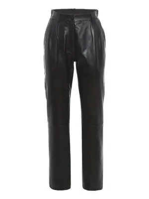 Dolce & Gabbana High Waisted Leather Trousers - Black