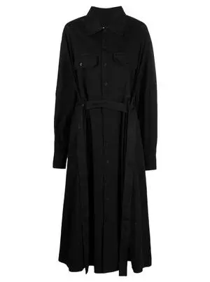 LEMAIRE Belted Long Sleeve Shirt Dress - Black