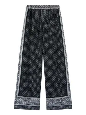 Ermanno Scervino Bandana Print Silk Palazzo Trousers - Black