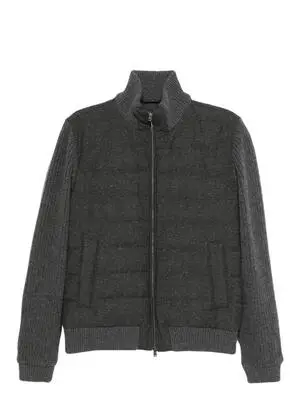 Herno Knitted & Quilted Bomber Jacket - Black