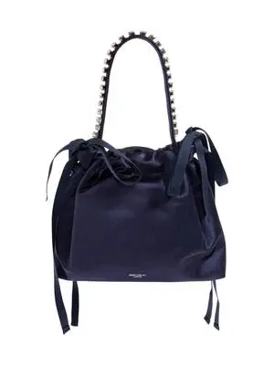 JIMMY CHOO Drawstring Satin Mini Shoulder Bag - Black