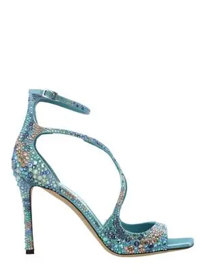 JIMMY CHOO Azia Crystal Strap Heeled Sandals - Blue