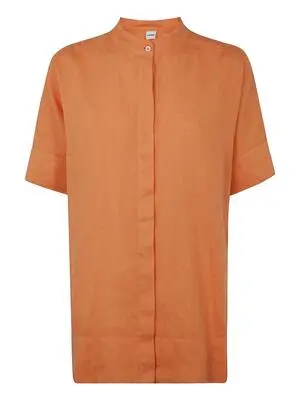 Aspesi Linen Short Sleeve Shirt - Brown