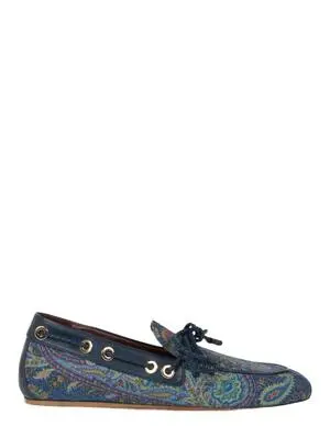 Etro Loafers With Leafy Paisley Motif - Blue