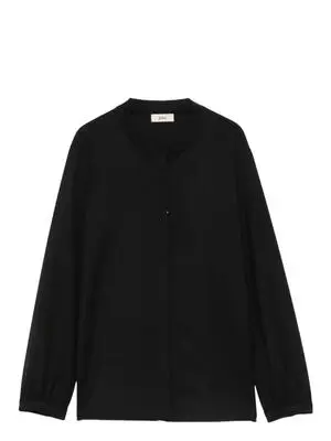 Herno Collarless Long Sleeve Blouse - Black