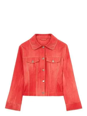 Ermanno Scervino Collared Jacket With Contrasting Stitching - Red