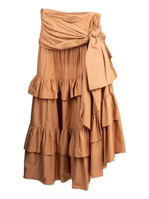 Chloé Ruffled Tiered Skirt With Bow Detail - Brown