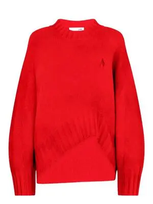 Attico Asymmetric Hem Knitted Sweater - Red