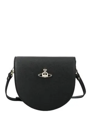 VIVIENNE WESTWOOD Saffiano Leather Saddle Crossbody Bag - Black