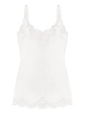 Dolce & Gabbana Lace-trimmed Silk-cotton Blend Cami Top - White