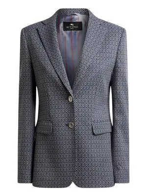 Etro Single-breasted Blazer With Notched Lapels - Gray