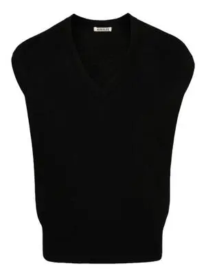 Auralee V-neck Knitted Vest - Black