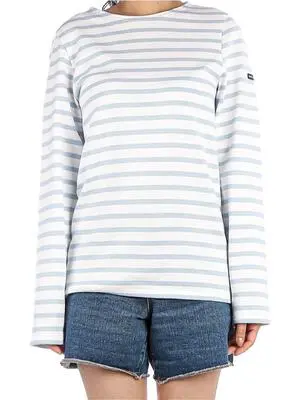Saint James Striped Long Sleeve T-shirt - White