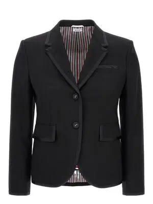 Thom Browne Notched Lapel Fitted Jacket - Black