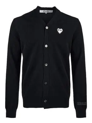 Comme Des Garçons Long-sleeved Knitted Cardigan - Black