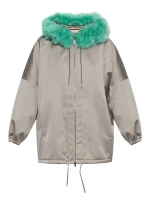 GUCCI Gucci Shearling Trim Hooded Jacket
