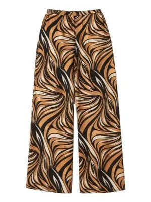 TWINSET Printed Wide-Leg Pants Brown