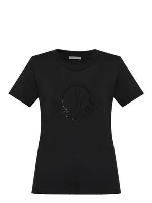 Moncler Logo Embellished Crewneck T-shirt - Black
