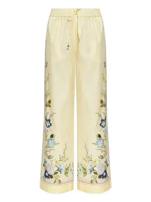 SELF-PORTRAIT Floral Print Palazzo Pants - Yellow