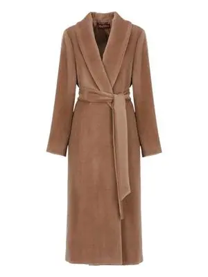 Max Mara Long-sleeved Coat With Shawl Collar - Brown