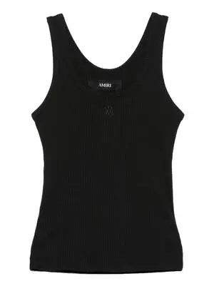 Amiri Ribbed Scoop Neck Sleeveless Vest - Black