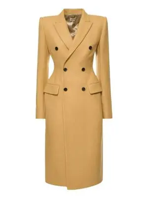 Khaite Long Wool Blend Coat - Yellow