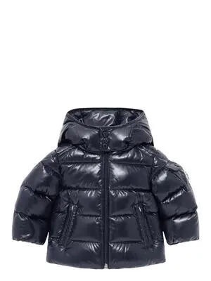 Moncler Zip-up Hooded Down Jacket - Navy Blue