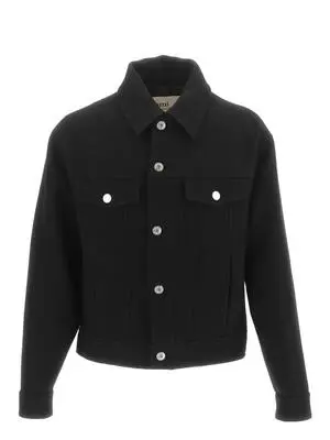 Ami Long-sleeve Wool Jacket - Black