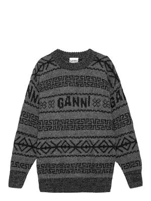 GANNI Ganni Logo Jacquard Crewneck Knitted Jumper