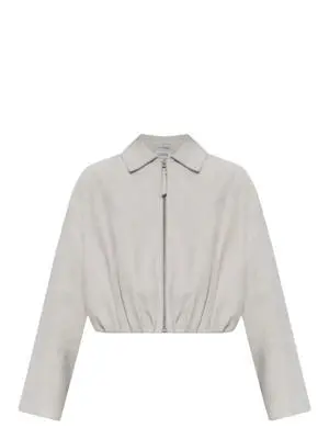 Loewe Suede Goatskin Draped Jacket - Grey