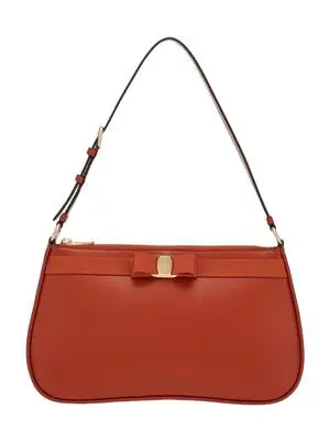 FERRAGAMO Vara Bow Calf Leather Shoulder Bag - Brown