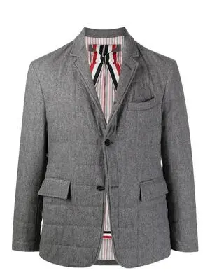 Thom Browne Padded Jacket With Rwb Stripes - Medium Gray