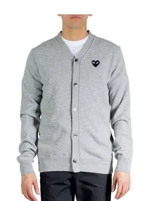 Play Comme Des Garcon Heart Decal Cardigan - Gray