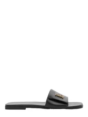 BURBERRY Burberry TB Logo Plaque Leather Slide Sandals